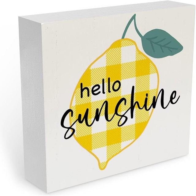 Country Lemon Ceramic Table Sign Plaque Hello Sunshine Lemon Tabletop ...