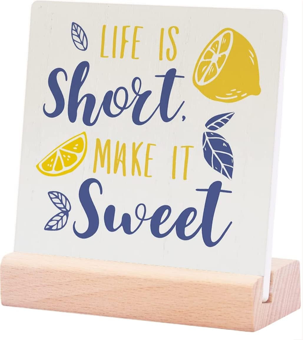 Country Lemon Ceramic Table Sign Plaque Rustic Life is Short Make It ...