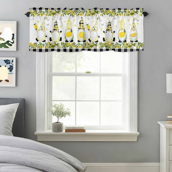Country Lemon Gnome Valances for Windows,Rod Pocket Valance for Kitchen ...