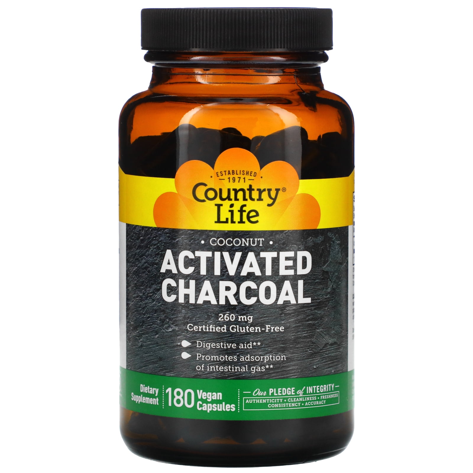 Country Life Dietary Health Supplement, Activated Charcoal Coconut ...