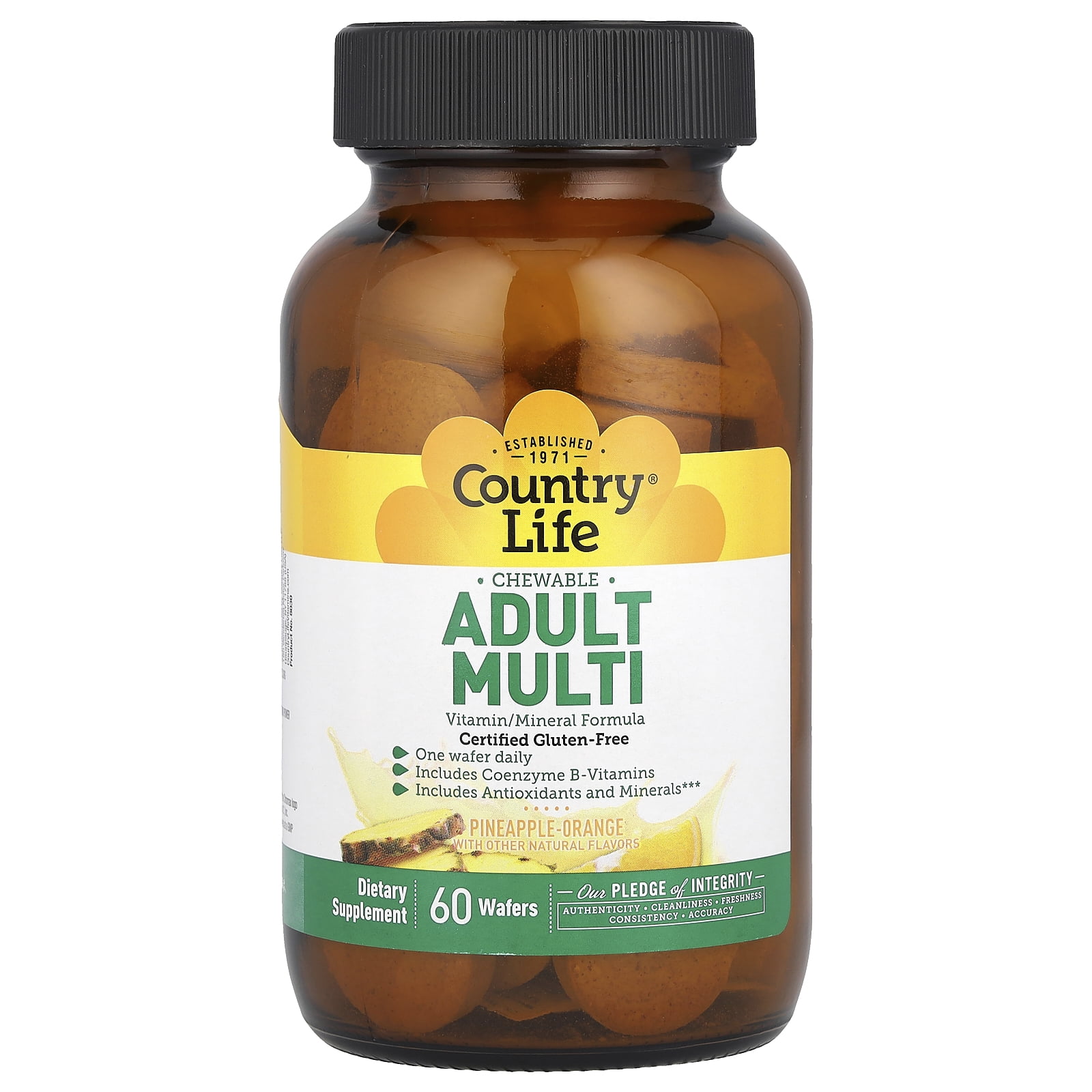 Country Life Chewable Adult Multivitamin Pineapple Orange 60 Wafers ...