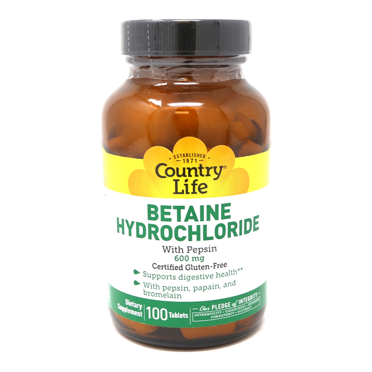 Country Life Betaine Hydrochloride with Pepsin 100 Tablets - Walmart.com