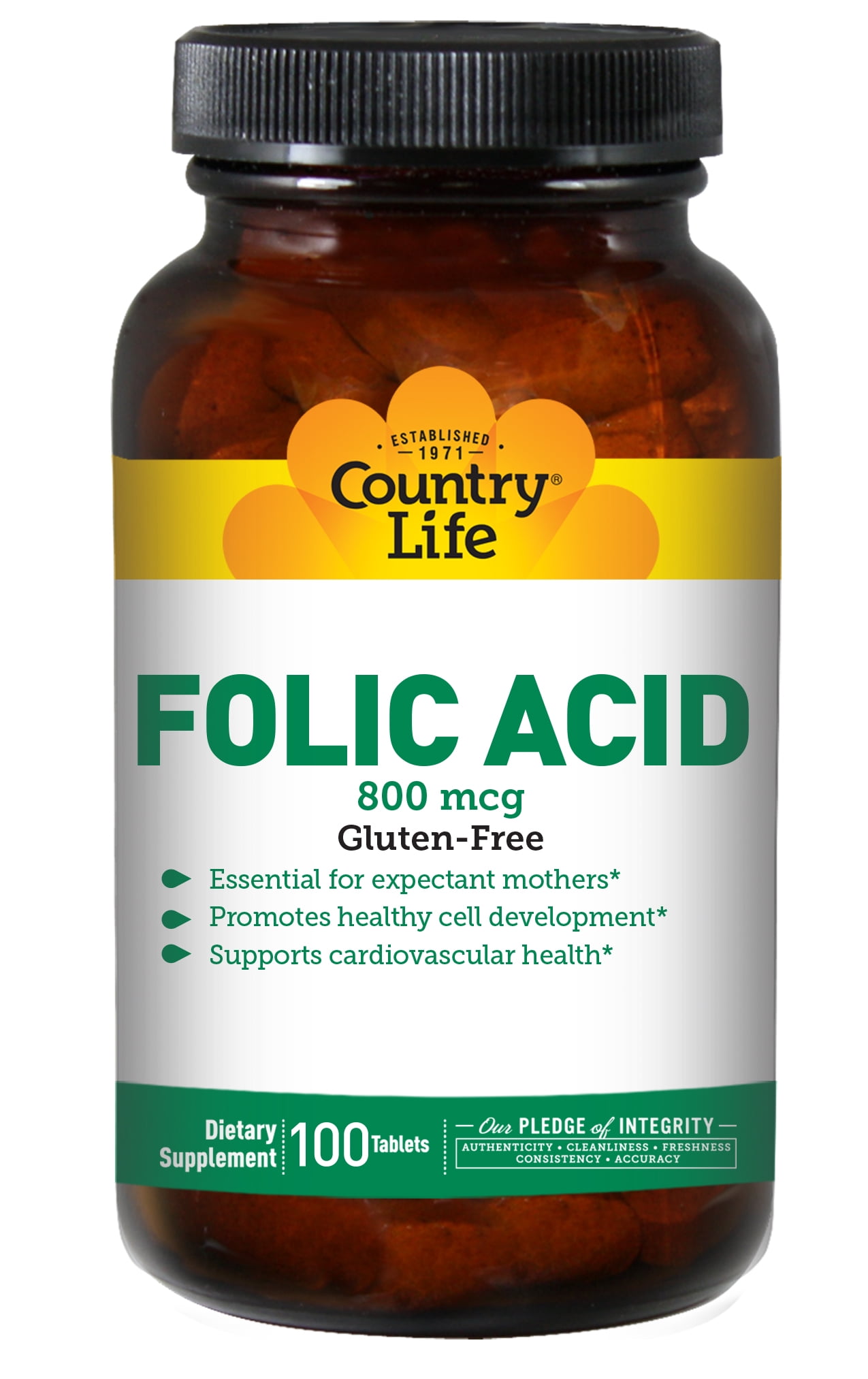 Country Life Folate 800 mcg Folic Acid 100 Tablet - Walmart.com
