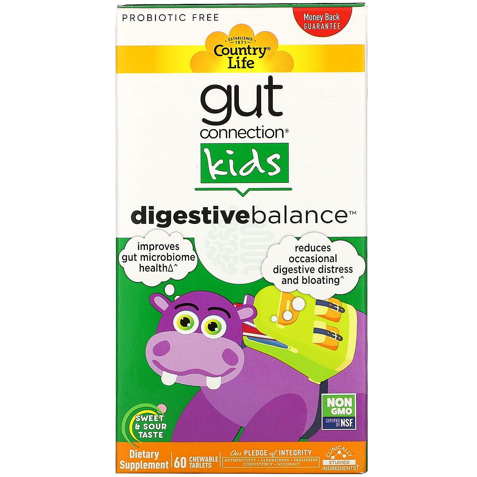 Country Life Gut Connection Kids, Digestive Balance, Sweet & Sour, 60 ...