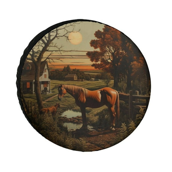 Country Life Horse Camper Spare Tire Cover Cool Animal Snow Wild Modern ...