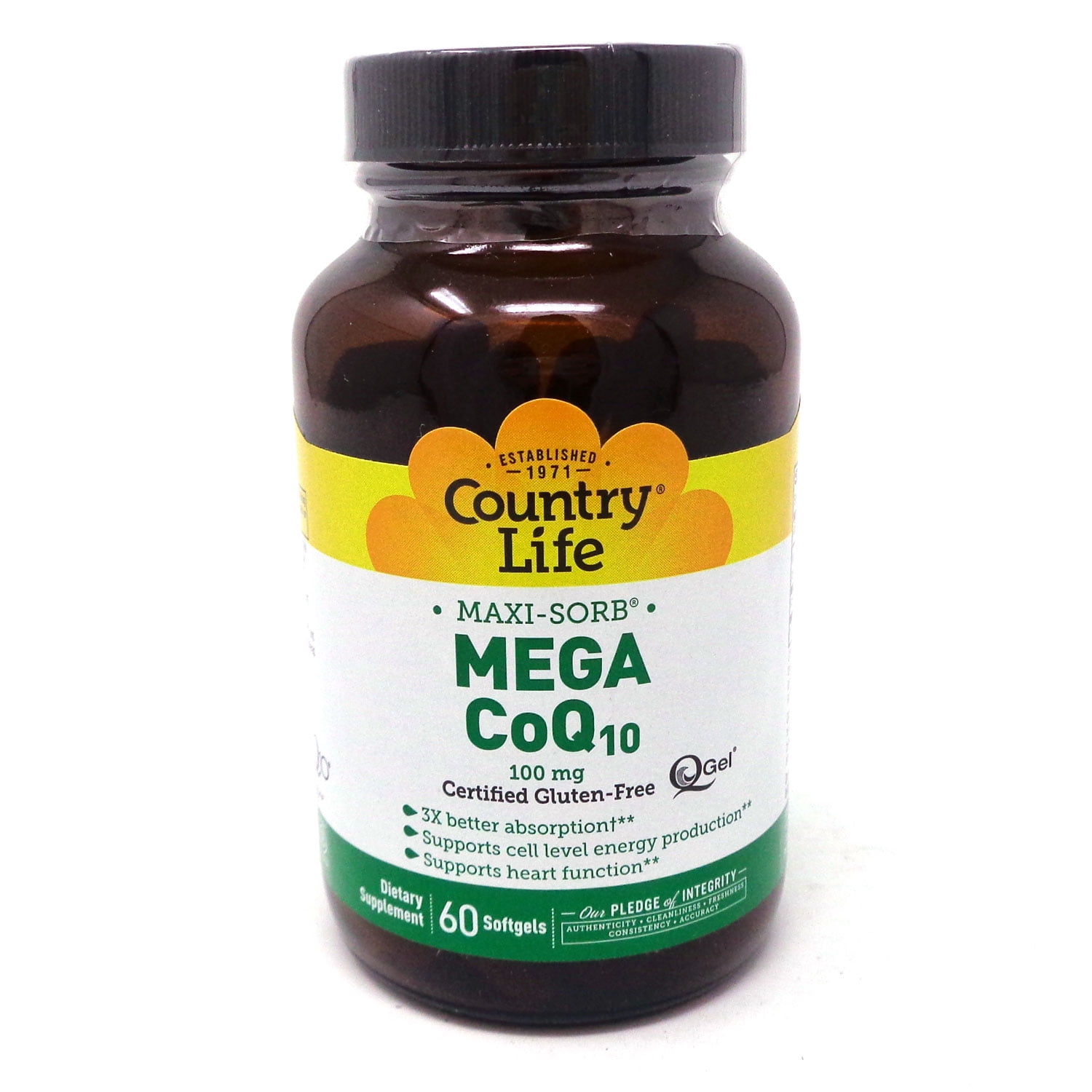 Country Life Maxi-Sorb Mega CoQ10 Q-Gel 100 mg - 60 Softgels for ...