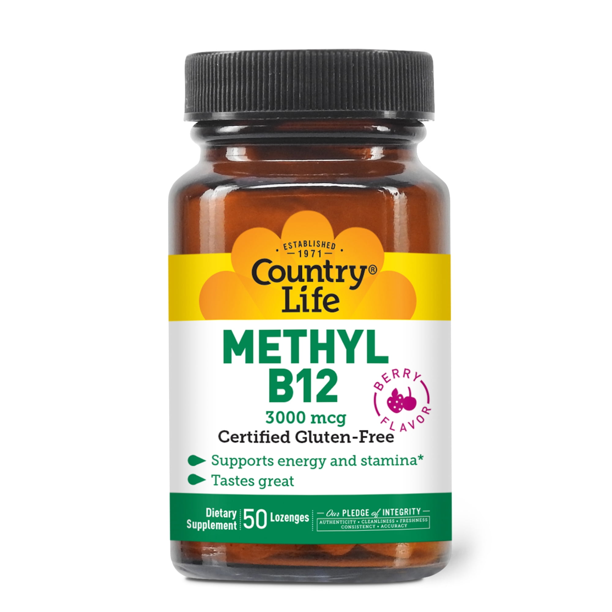 Country Life Methyl B12, Berry, 3,000 mcg, 50 Lozenges - Walmart.com