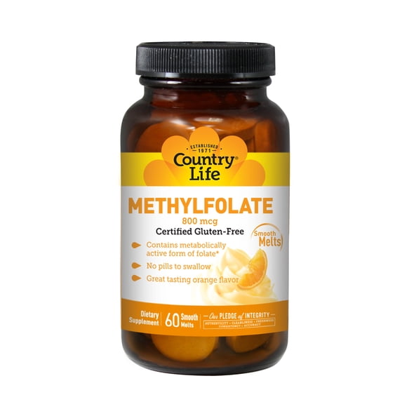 Country Life Methylfolate 800mcg, Great Tasting Orange Flavor, No Pills ...