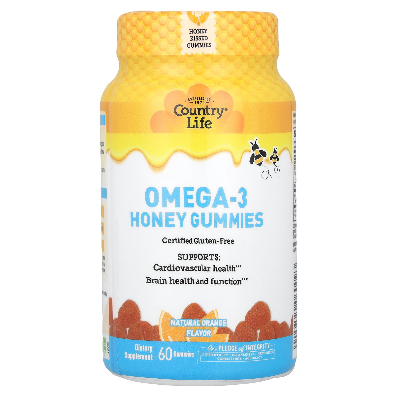 Country Life Omega-3 Honey Gummies, Natural Orange, 60 Gummies ...