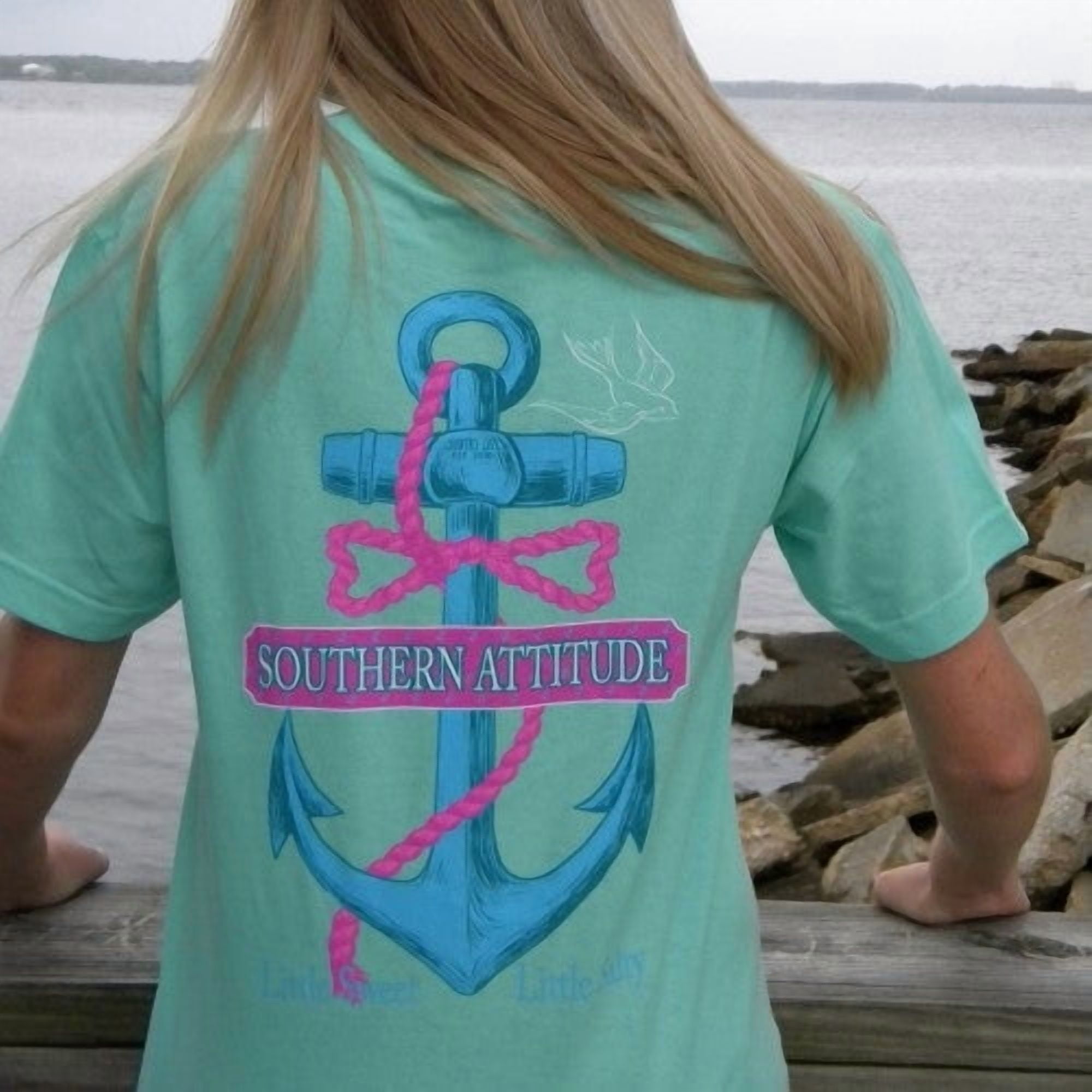 Country Life Outfitters Southern Attitude Anchor Bow Mint Girlie Bright ...