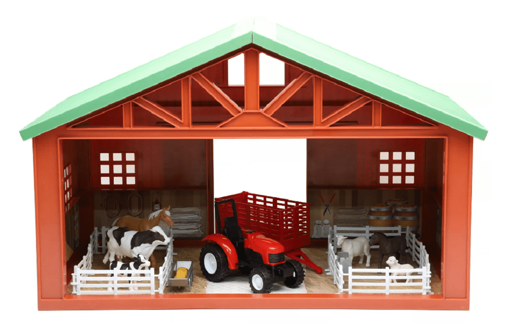 Country Life SS-05645A Large Barn Farm Animal Playset - Walmart.com