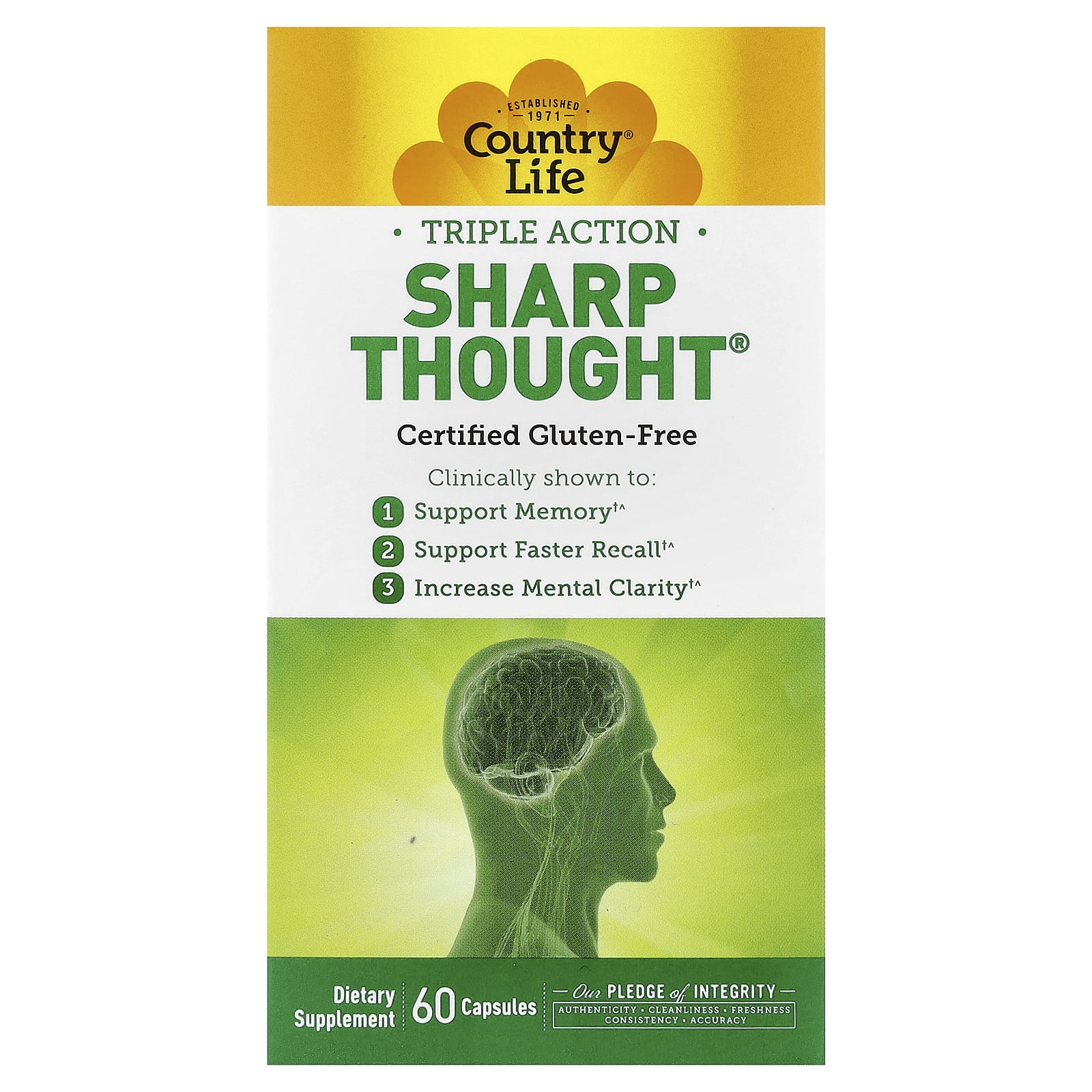 Country Life Gluten-Free Sharp Thought Dietary Supplement for Memory ...