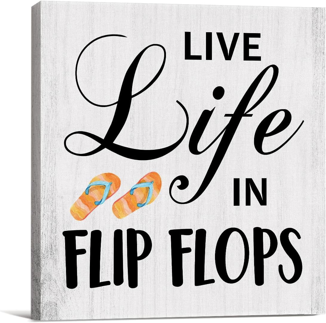 Country Live Life in Flip Flops Wood Box Sign Desk Decor Summer Beach ...
