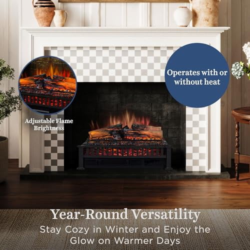Country Living Electric Fireplace Logs, 20” LED Electric Fireplace ...