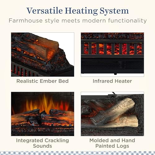 Country Living Electric Fireplace Logs, 27” LED Electric Fireplace ...