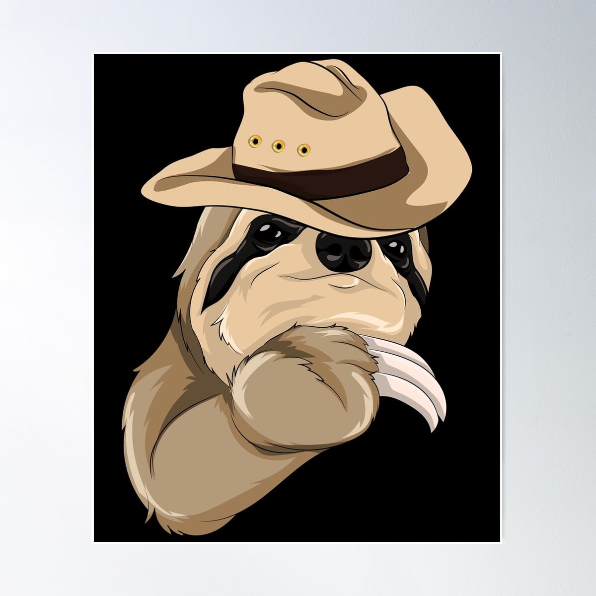 Country Lover Cowboy Hat Lazy Animal Funny Sloth Poster Wall Art ...