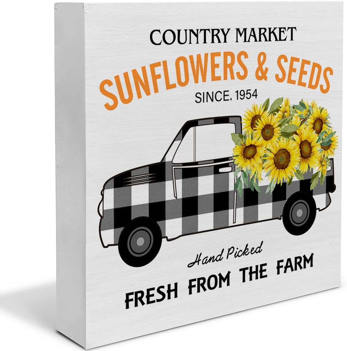 Country Market Sunflowers Wood Box Sign Decor Desk Sign Farmhouse ...