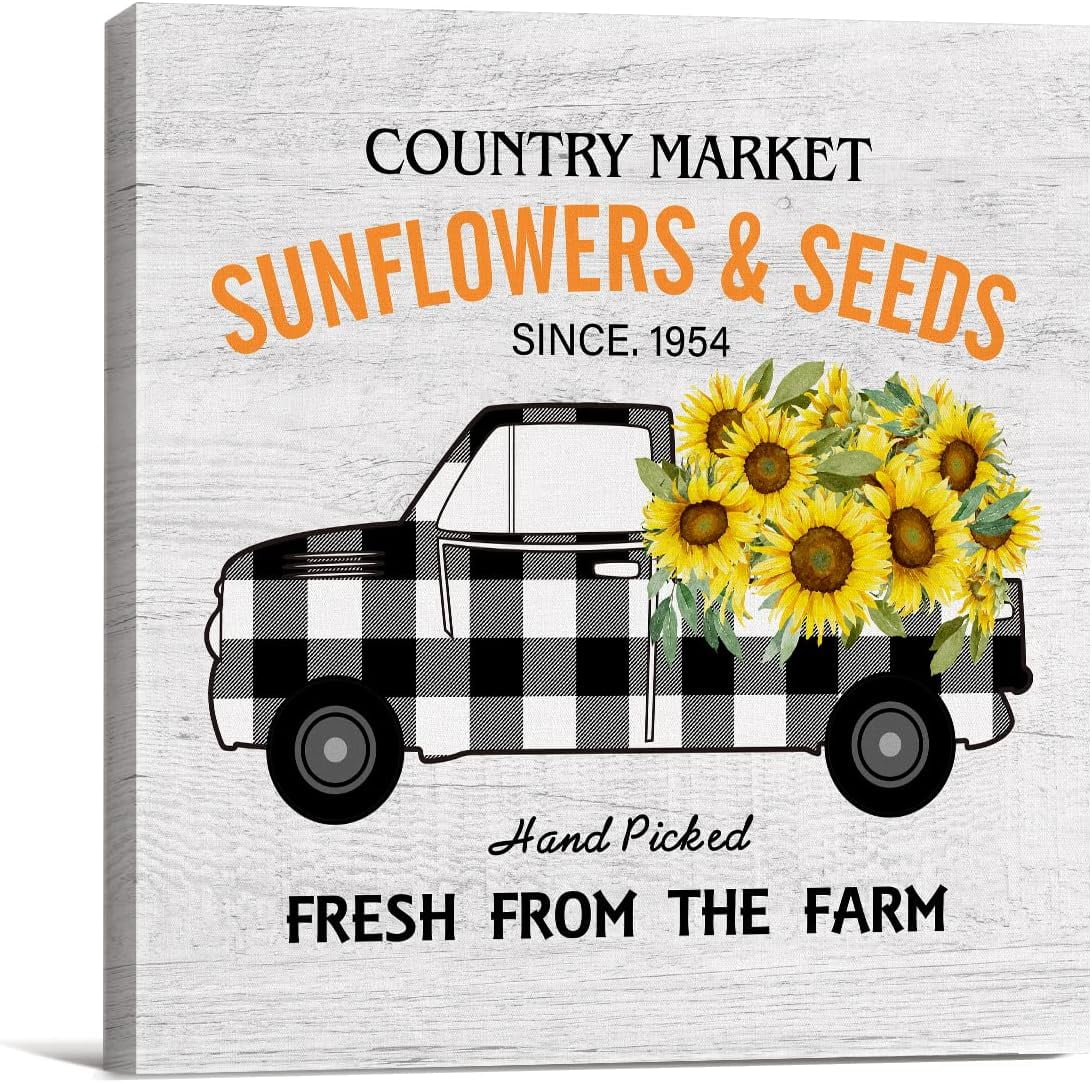 Country Market Sunflowers Wood Box Sign Desk Decor Farmhouse Sunflower ...