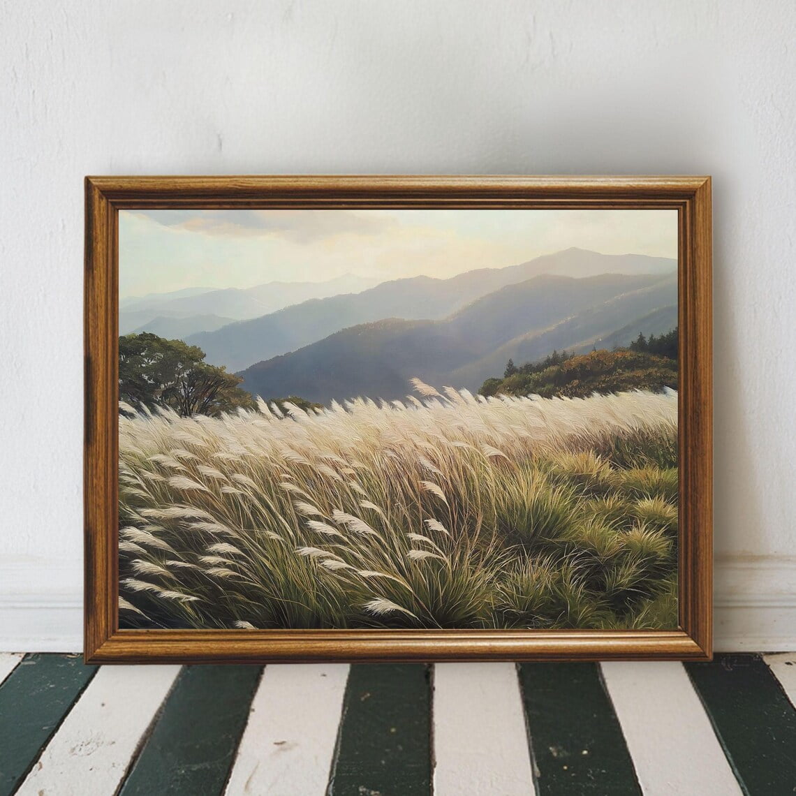 Country Meadow Grass Field Landscape Poster, Pampas Wall Art Neutral ...