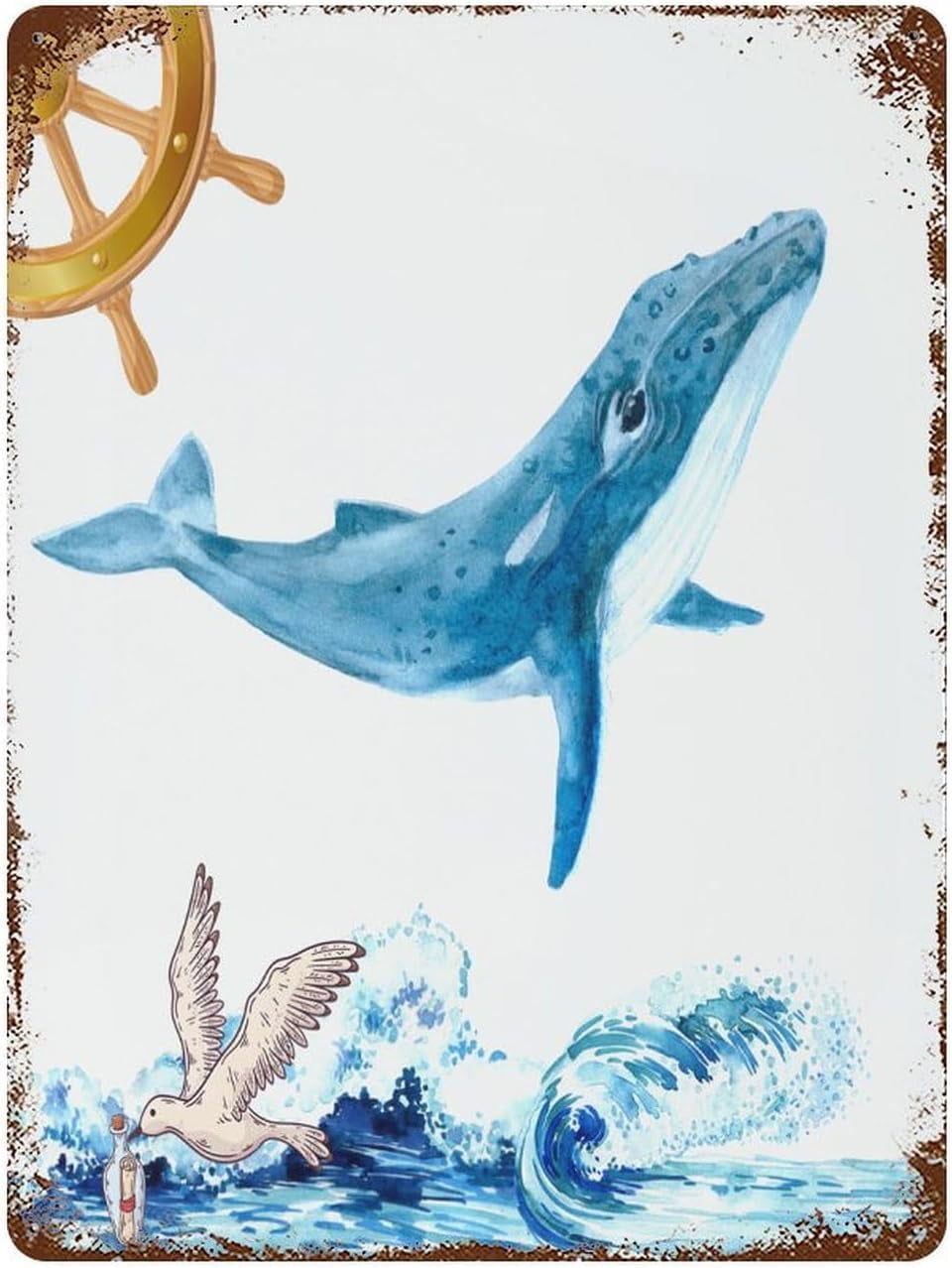 Country Metal Signs Outdoor Ocean Beach Nautical Theme Underwater Whale ...