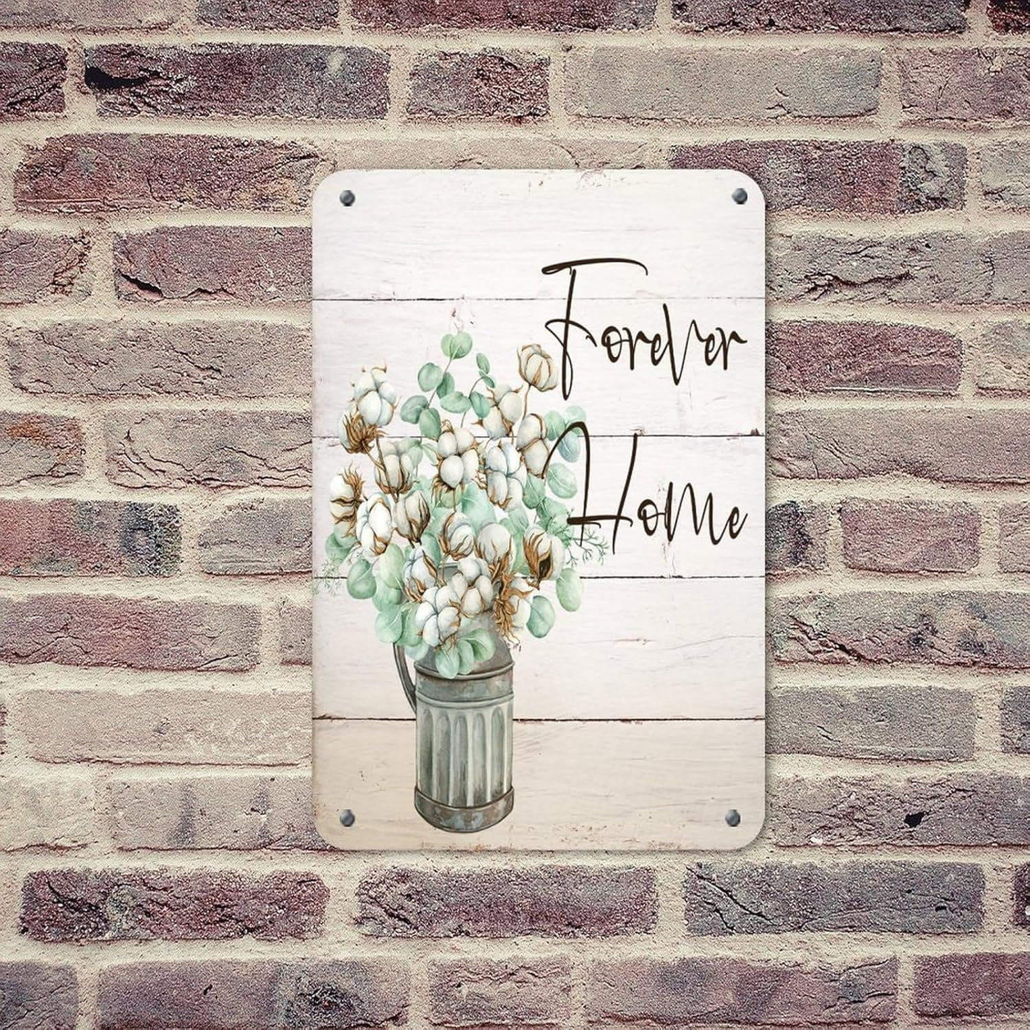 Country Metal Tin Sign Forever Home Watercolor Mason' Jars Floral Wall ...