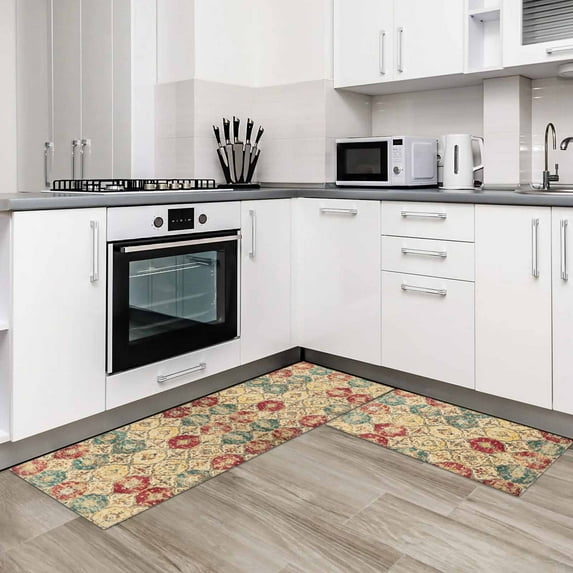 Country Morocco 2 Pieces Non-Slip Kitchen Mat Set Vintage Chic Shabby ...