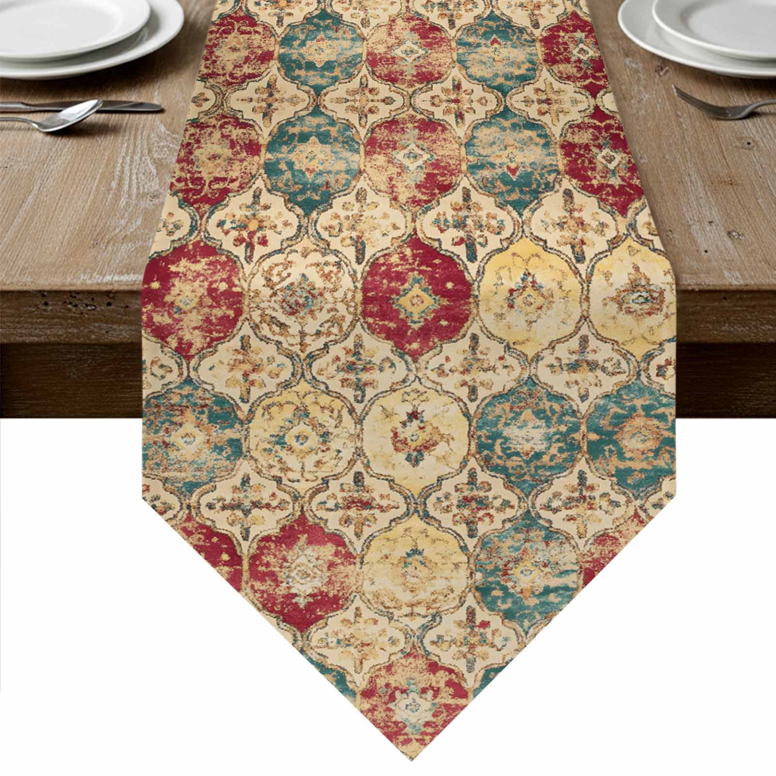 Country Morocco Table Runner Linen Burlap Table Runner 72 Inches Long ...