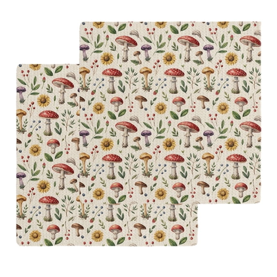 Country Mushroom Kitchen Dish Towels for Drying Dishes Set of 2 ...
