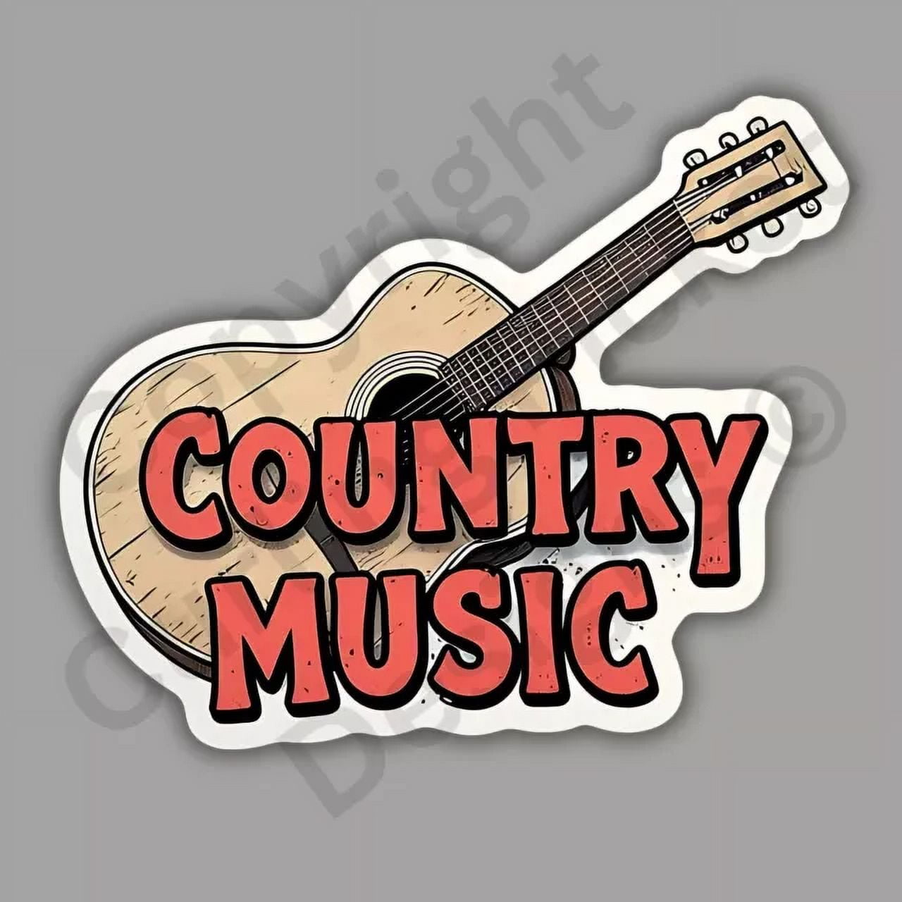Country Music Acoustic Guitar Rustic Fun Sticker Phone Decal Water ...