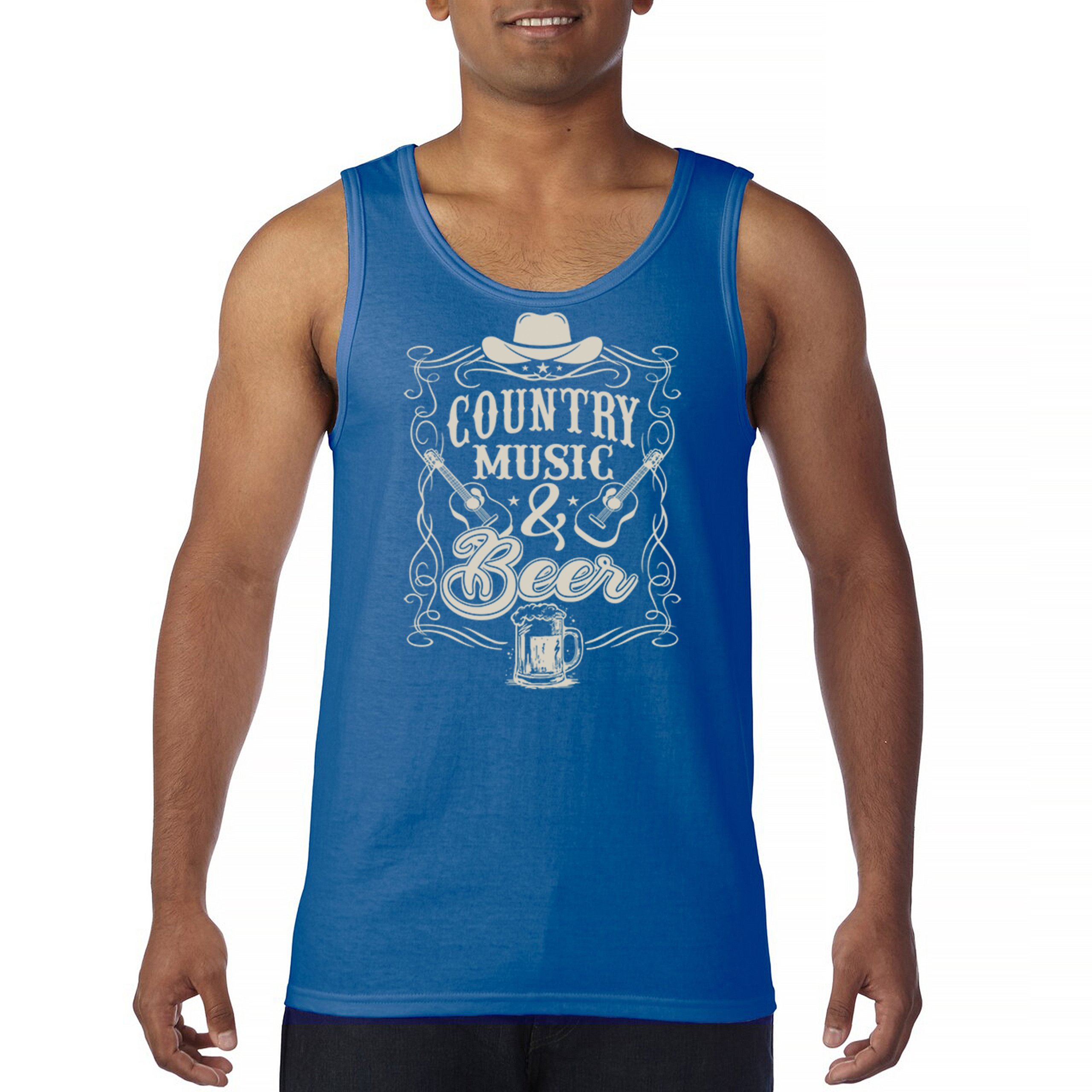 Country Music And Beer Tank Top Western Guitar Foamy Beer Mug Lover ...