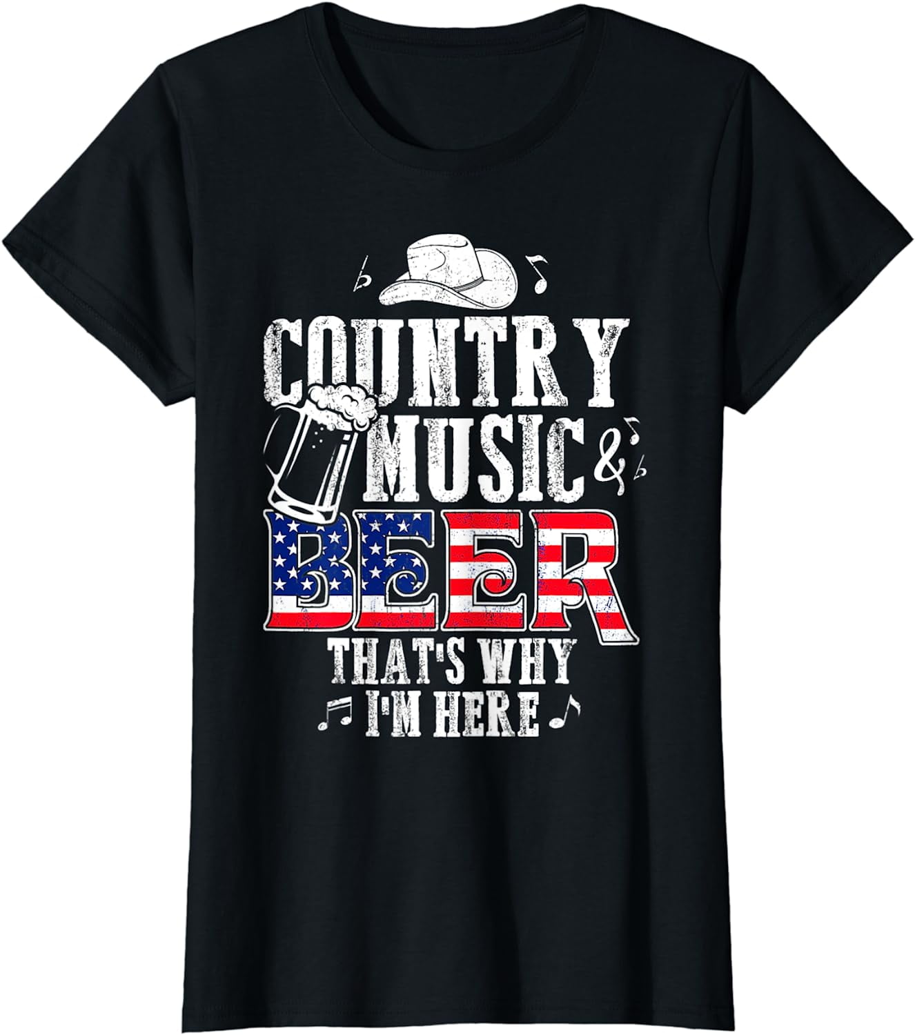 Country Music And Beer That's Why I'm Here Funny T-Shirt - Walmart.com