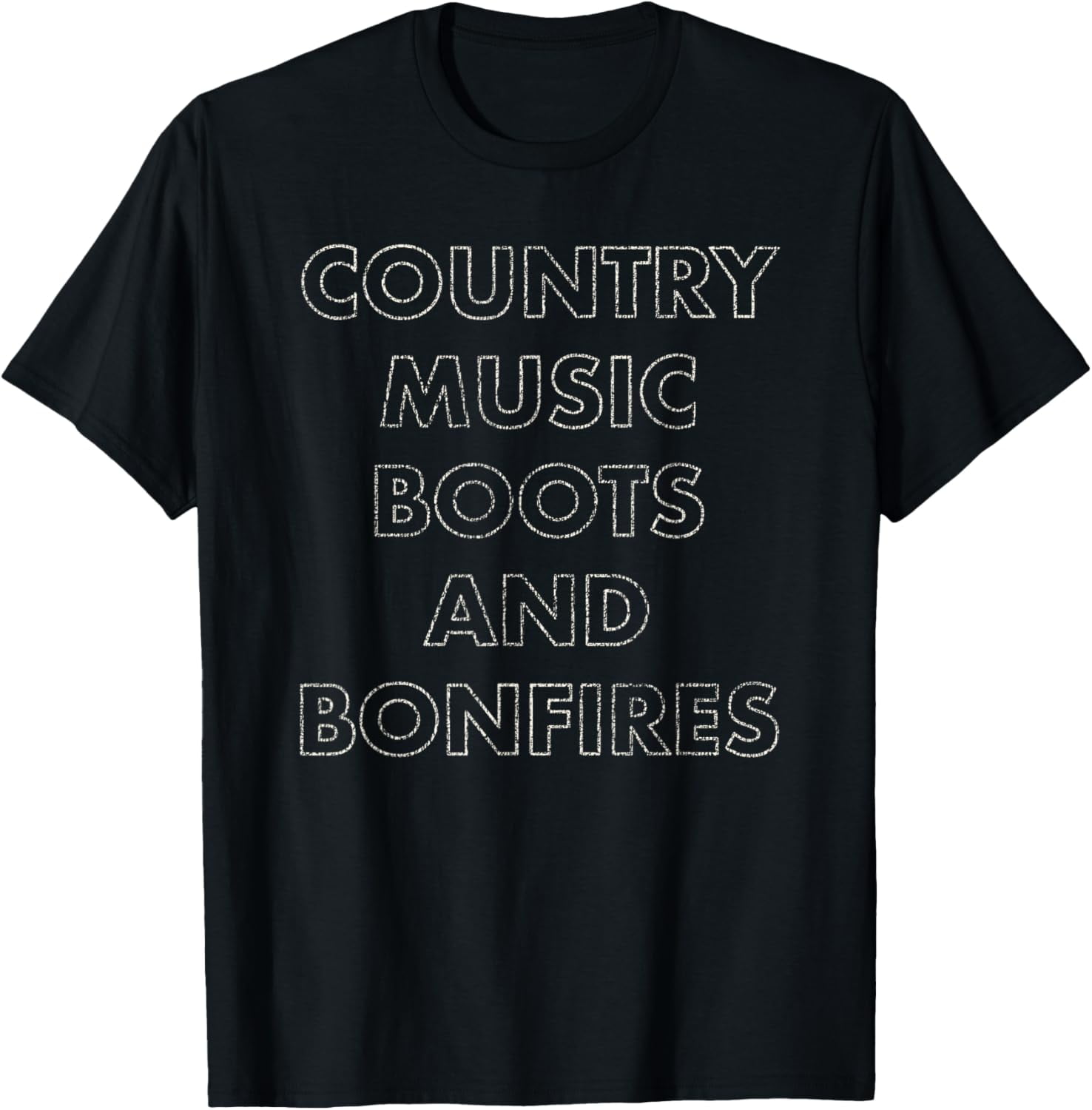 Country Music Boots And Bonfires Text Outline T-Shirt men and women can ...