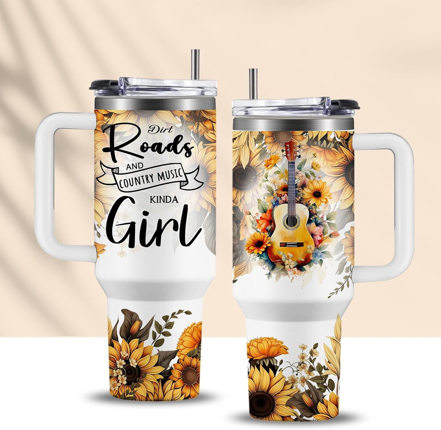 Country Music Girl Gifts Insulated Stainless Steel Sunflower Country ...