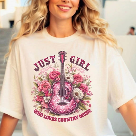 Country Music Lover Graphic , Just a Girl Who Loves Country Music ...