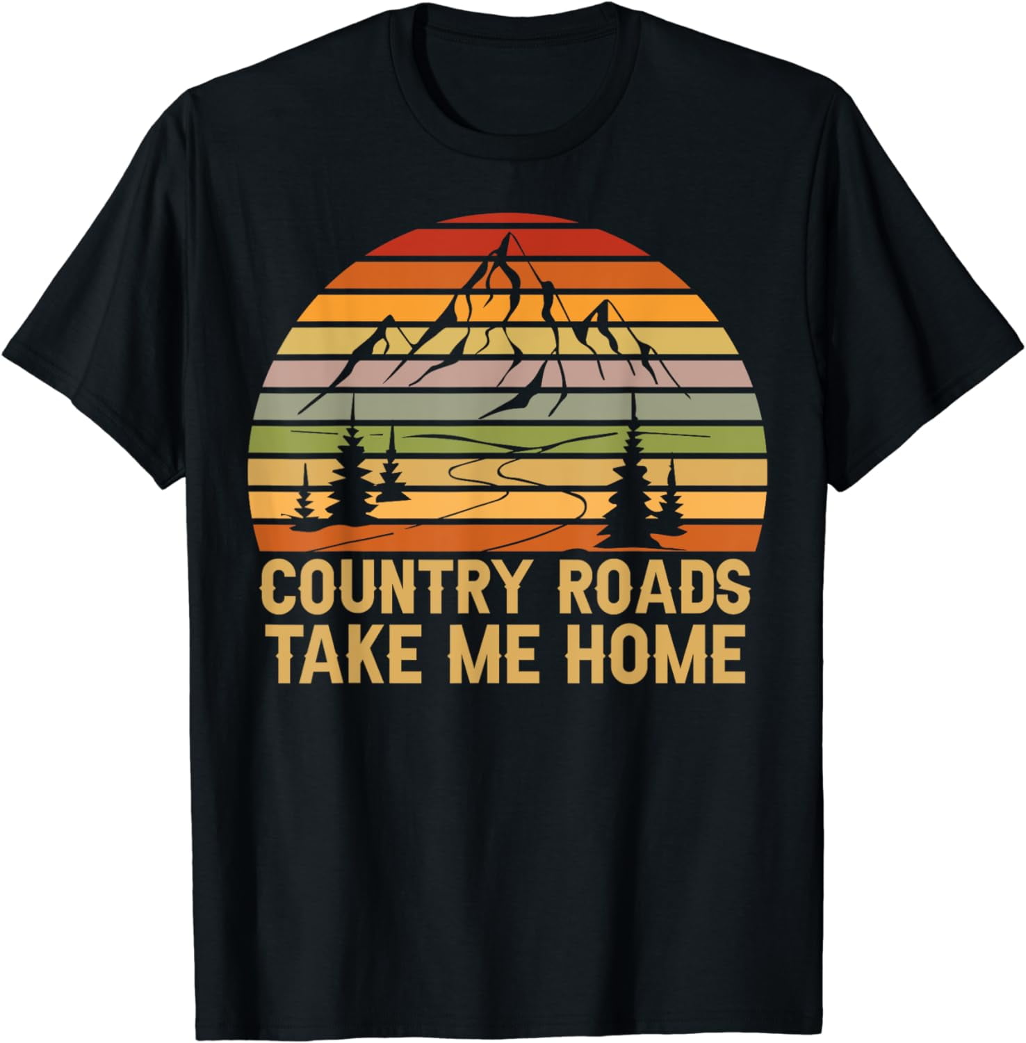 Country Music Lovers Country Music Fans Retro Country Roads T-Shirt ...