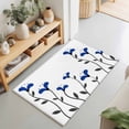 Country Navy Blue Flower Branch Rectangle Rug 2'x3' Line Plant Floral ...