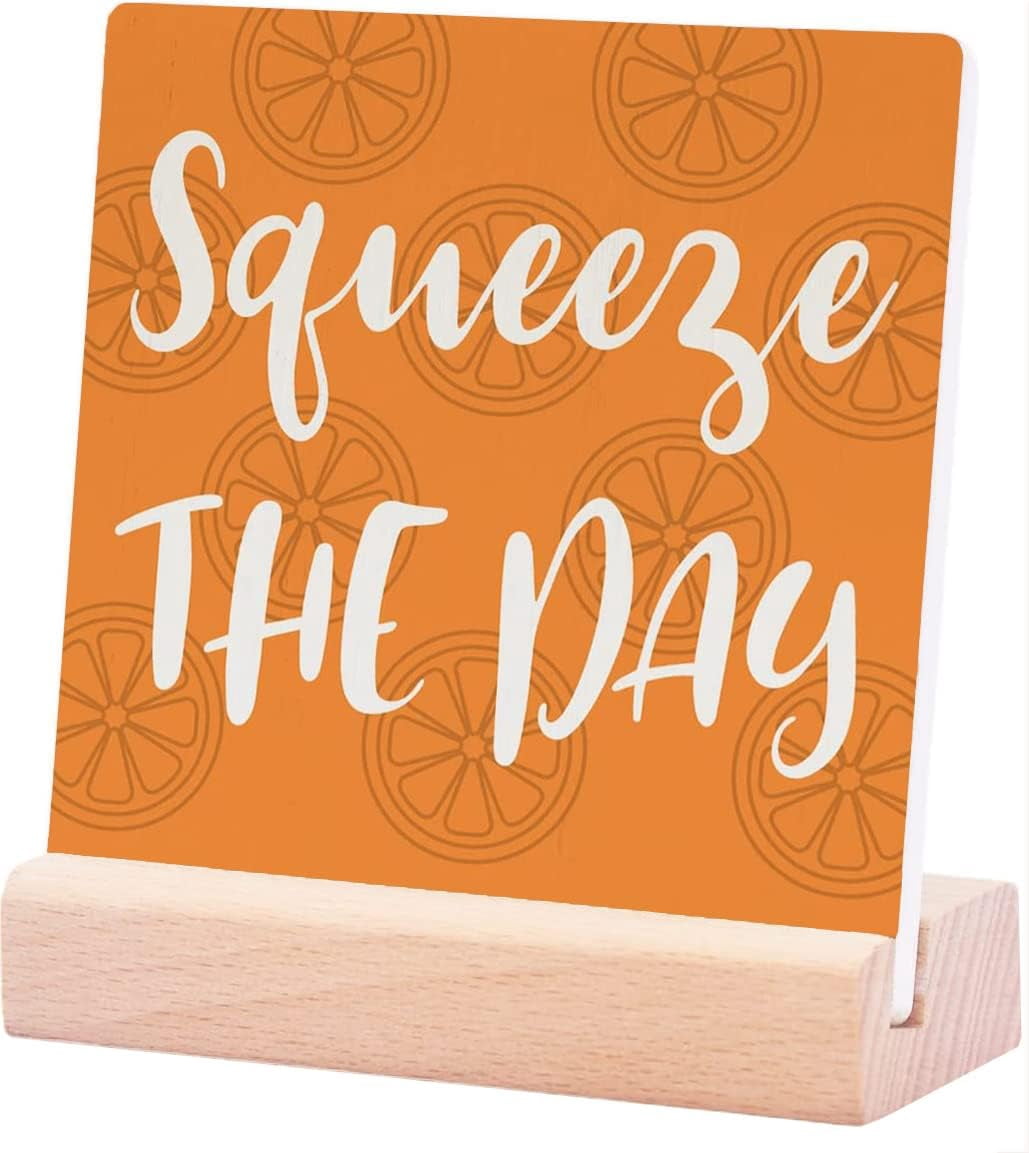 Country Orange Ceramic Table Sign Plaque Rustic Squeeze The Day Orange ...