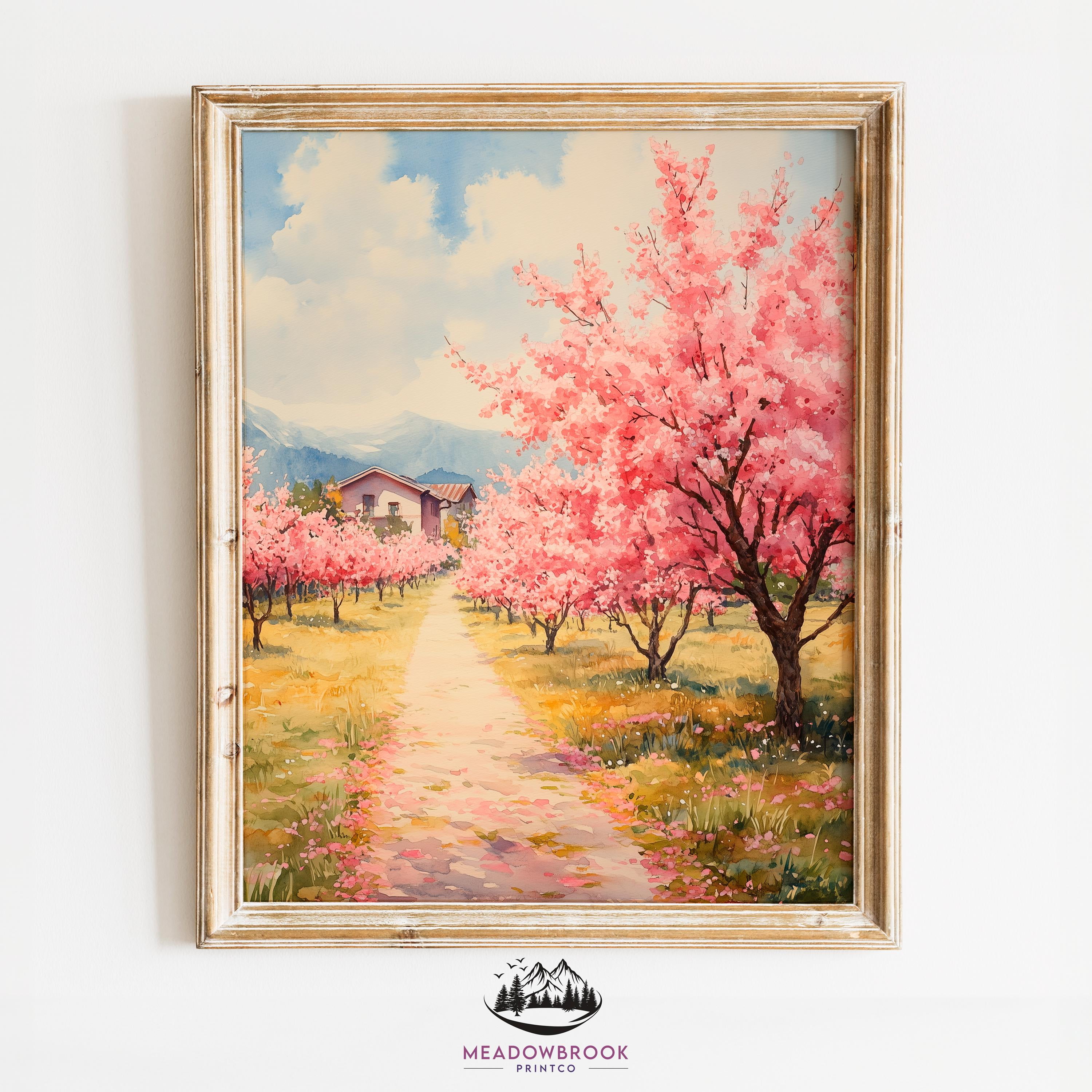 Country Orchard In Bloom - Vibrant Wall Art, Rustic Cottagecore Decor ...