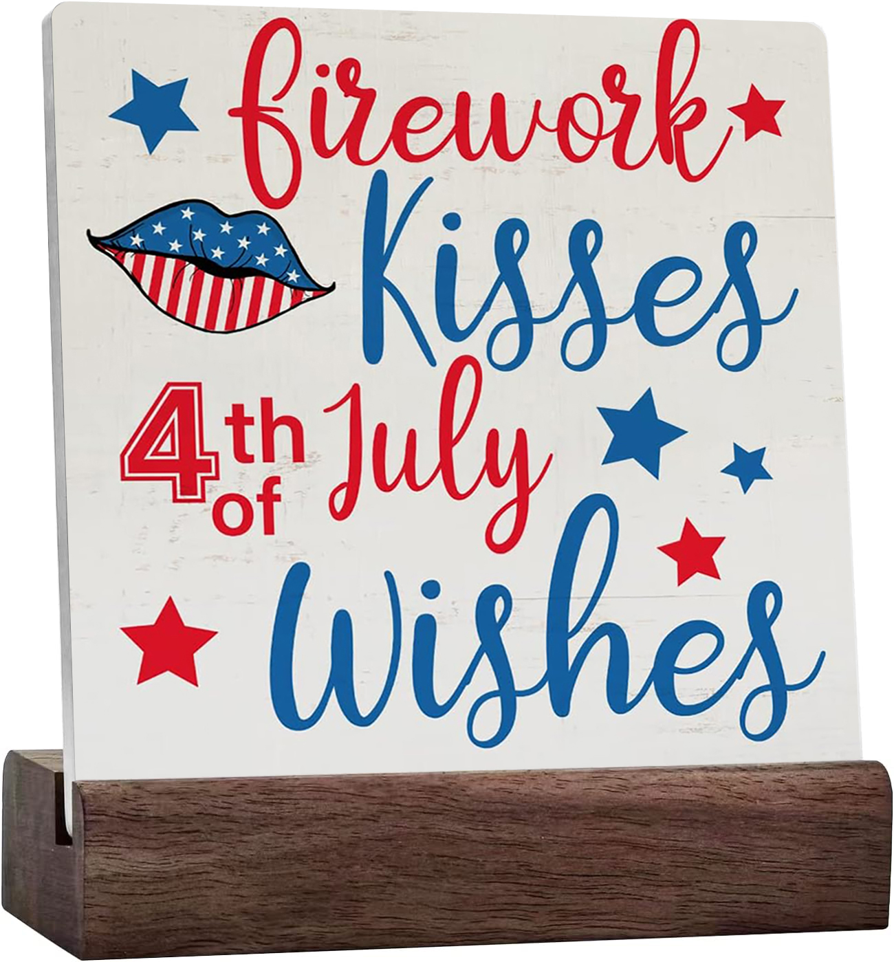 Country Patriotic America Theme Sign Rustic Firework Kisses Wishes ...