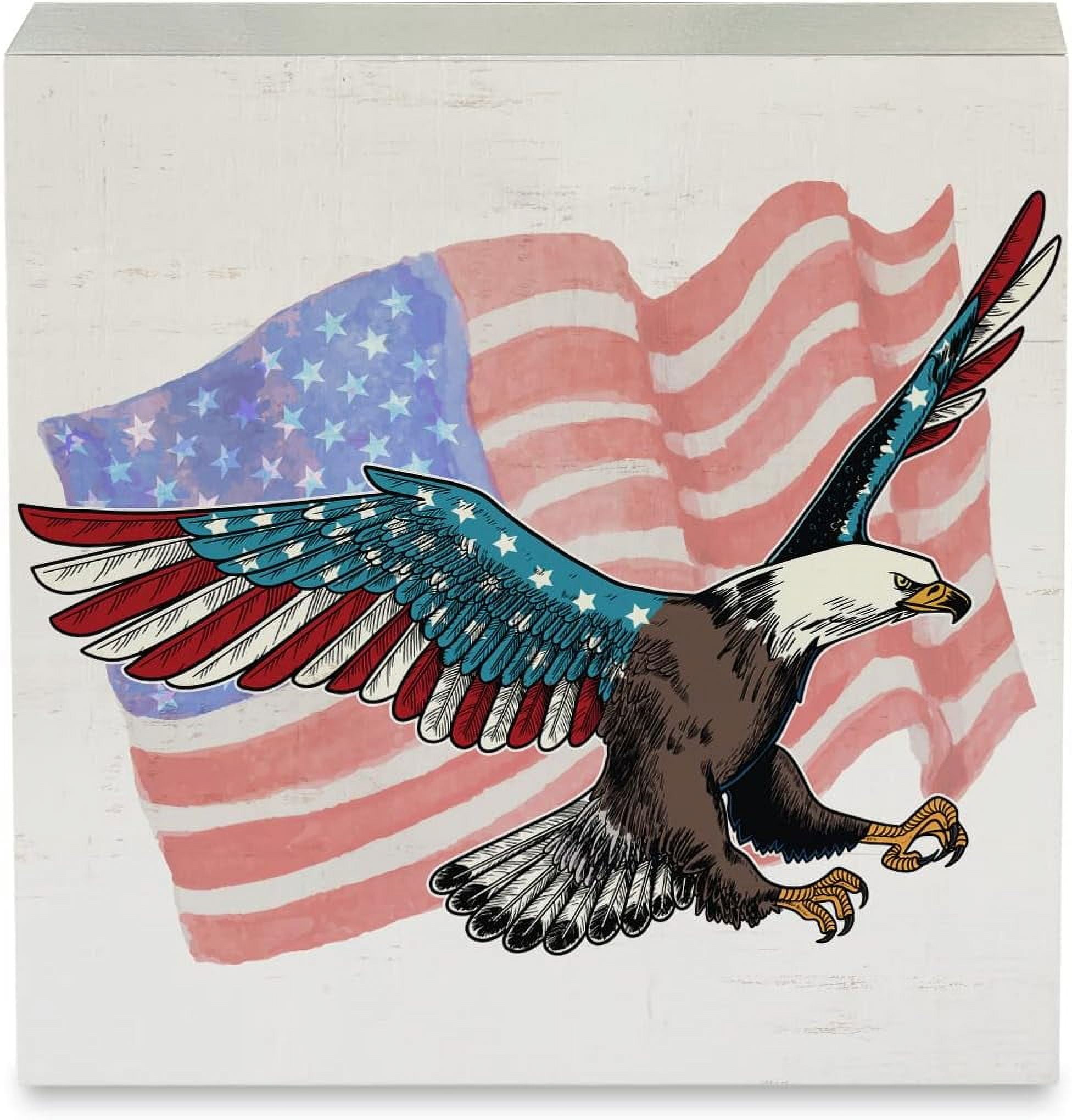 Country Patriotism America Wood Box Sign Rustic America Flag Eagle ...