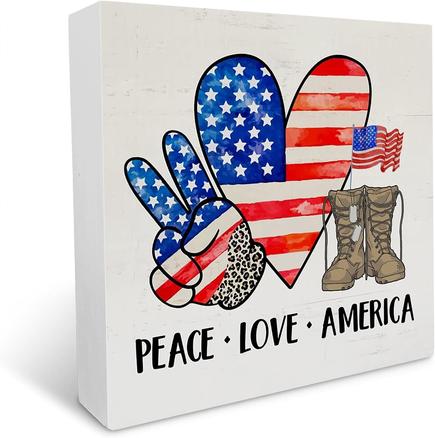 Country Peace Love America Wood Box Sign Rustic Patriotic America Theme ...