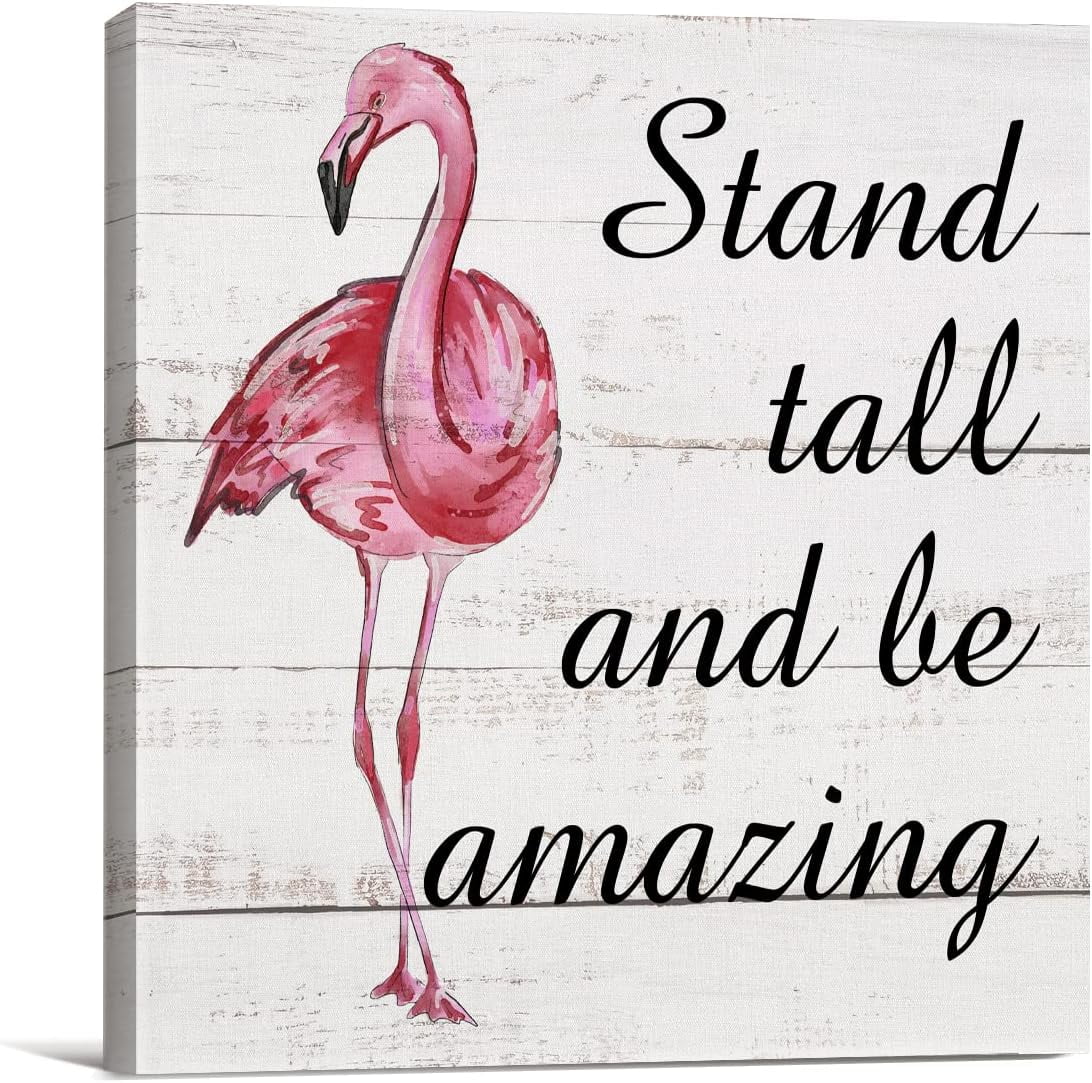 Country Pink Flamingo Canvas Prints Wall Art Decor Desk Sign Stand Tall ...