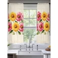 Country Pink Yellow Flowers Chiffon Sheer Curtains 72 Inches Long Check ...