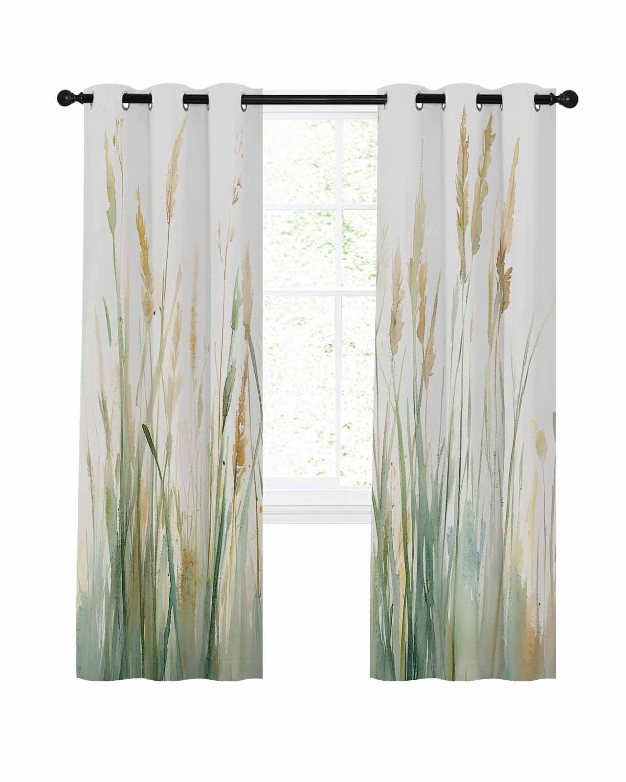 Country Plant Blackout Curtains 84 Inch Length Watercolor Rustic Plant ...