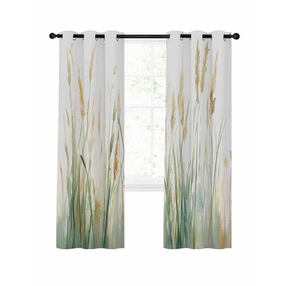 Country Plant Blackout Curtains 84 Inch Length Watercolor Rustic Plant ...