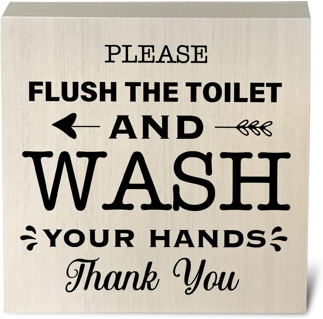 Country Please Flush the Toilet Artwork Wood Box Sign Rustic Farmhouse ...