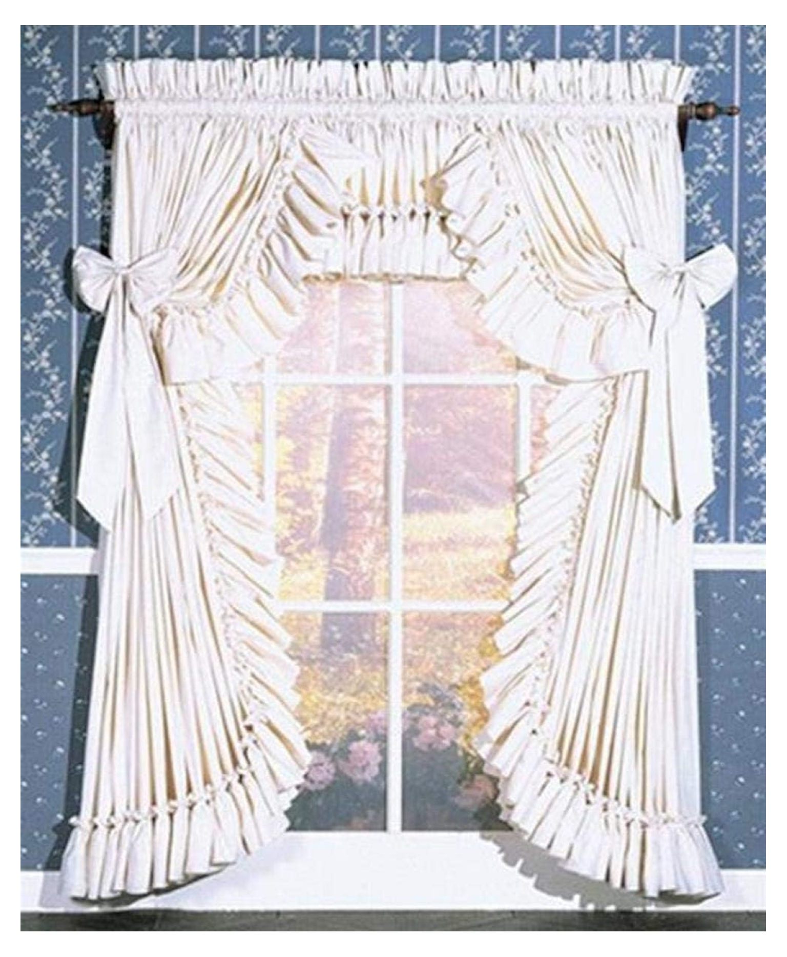 Country Priscilla Curtain (90W x 14L Ruffled Valance, White) - Walmart.com