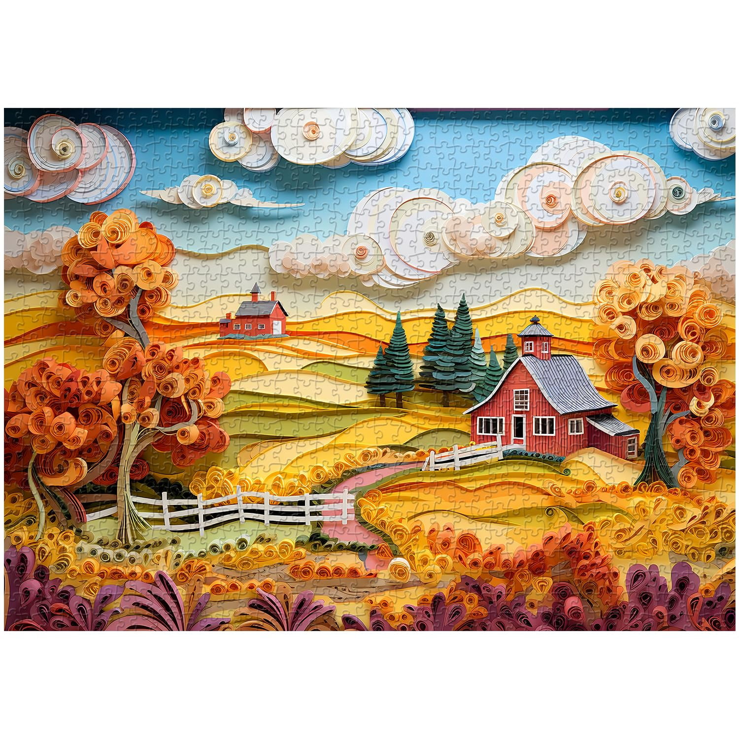 Country Puzzles for Adults OIF8 1000 Pieces, PICKFORU Autumn Puzzles of ...