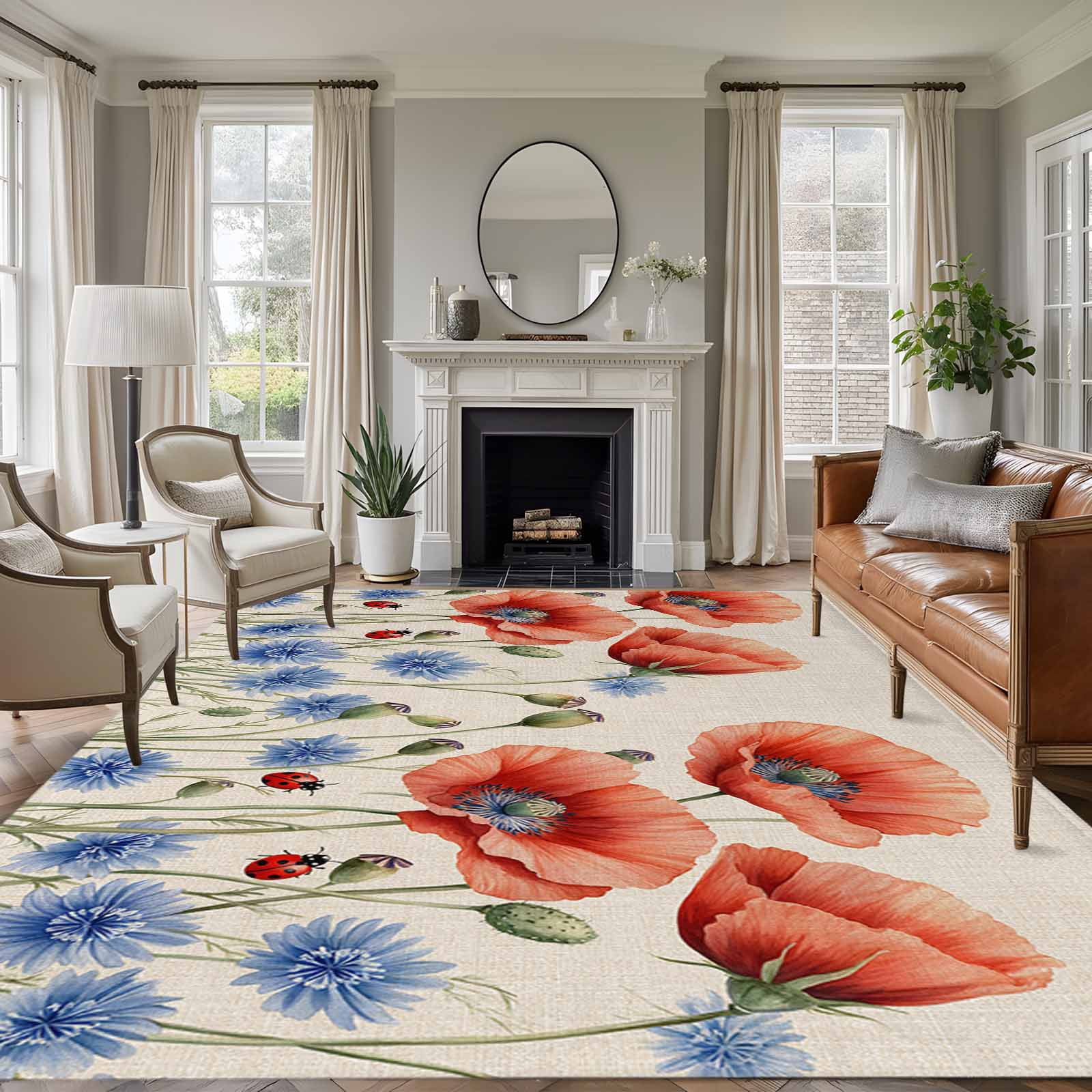 Country Red Blue Concubine 8'x10' Large Area Rug for Living Room ...