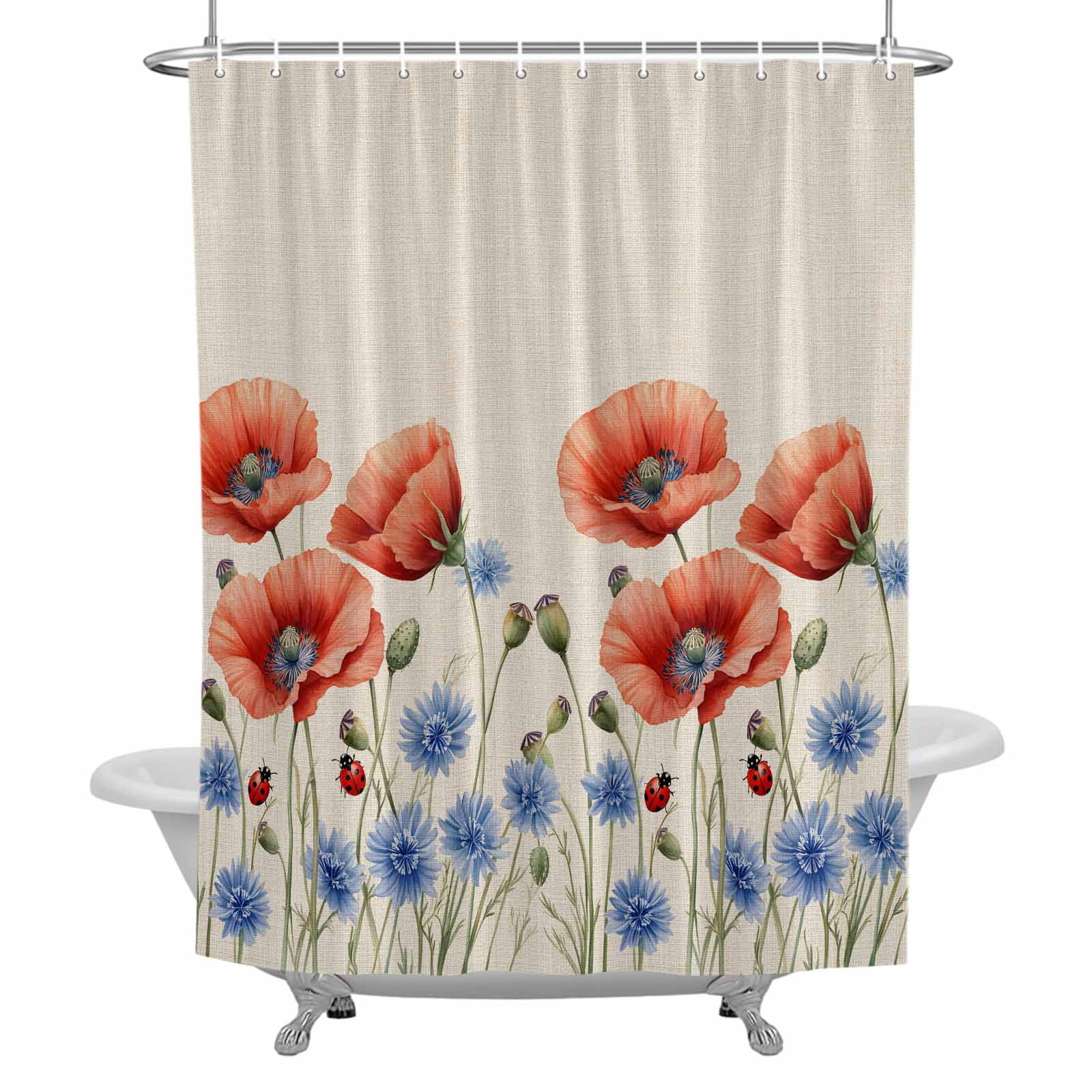 Country Red Blue Concubine Shower Curtain for Bathroom, Independence ...
